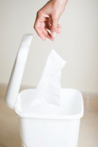 dispose tissues in a no touch wastebasket - Off the Cusp